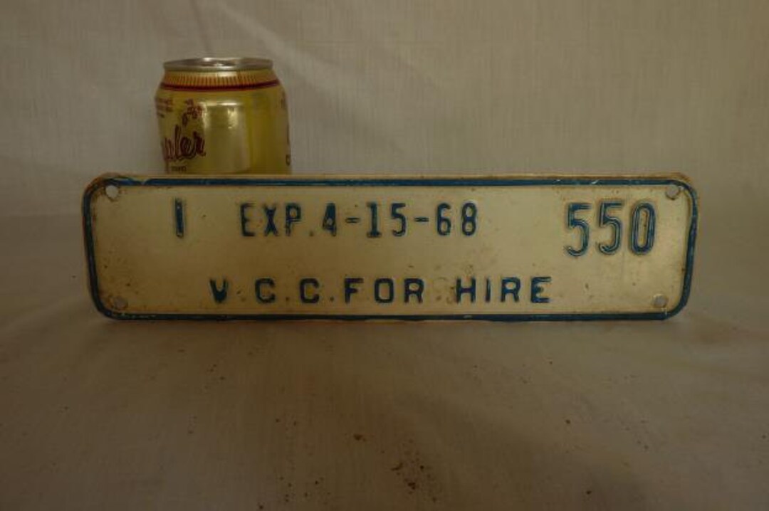 Vintage 1968 V.C.C. for Hire Virginia License Plate RARE - Etsy