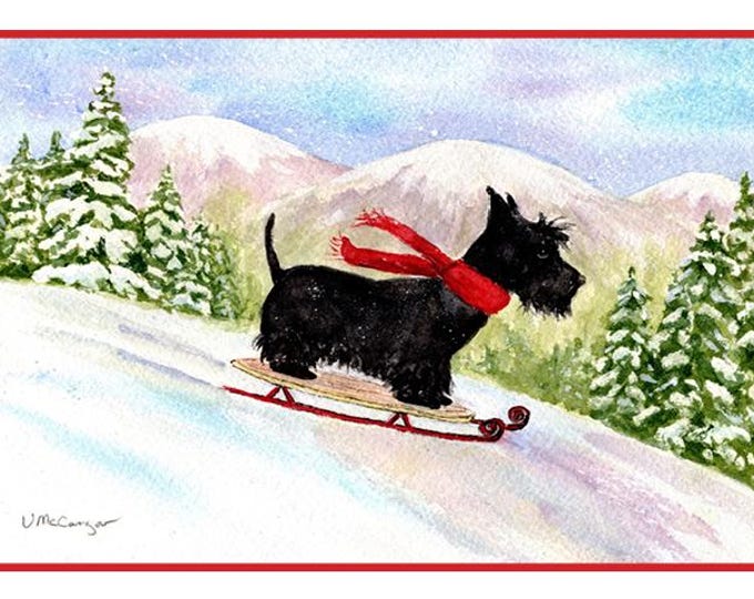 Ten-pack Cards of Scottie Dog on Sled. Christmas Cards by ...