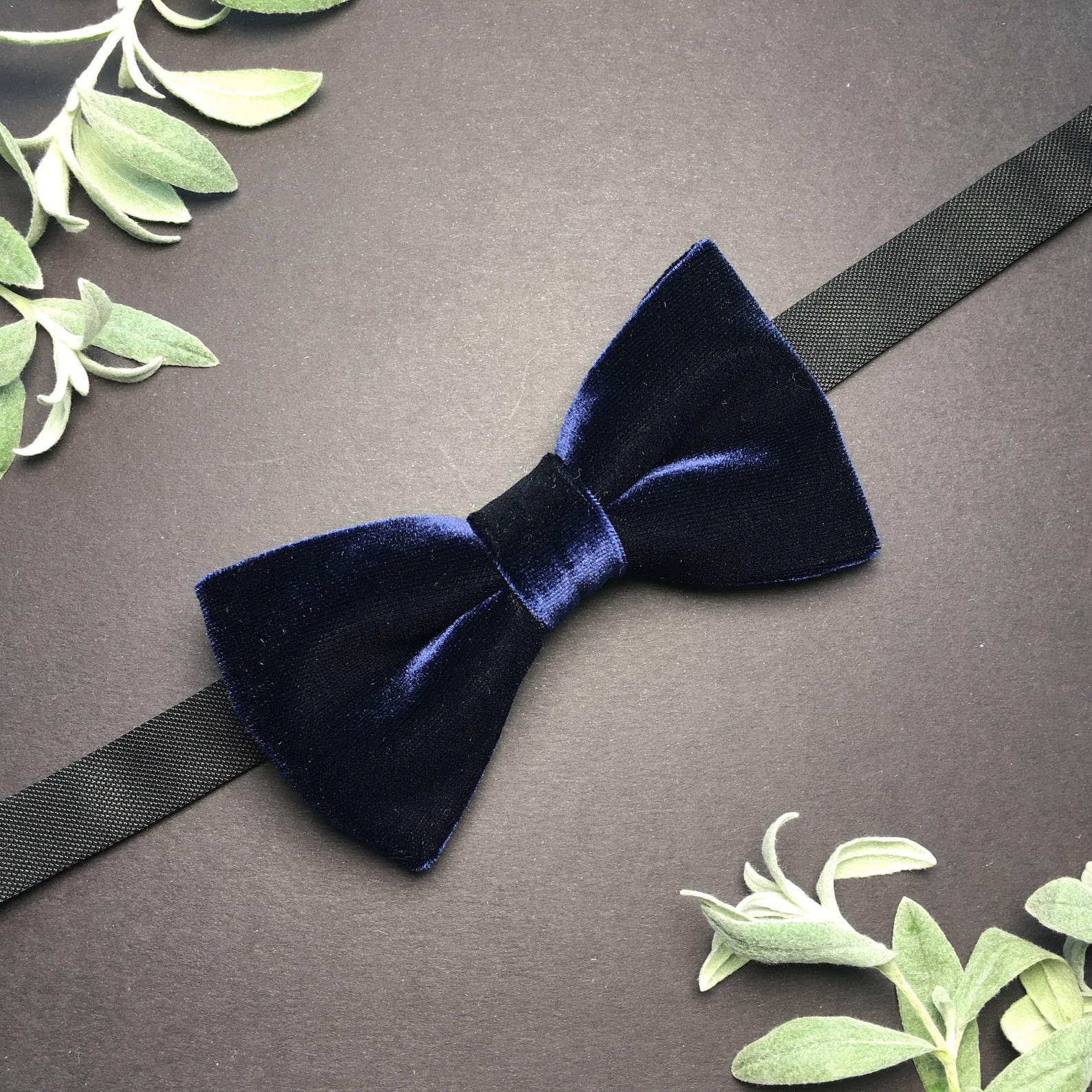 Dark Blue Velvet Bow Tie | Dark Navy Blue Pre-tied Bow | Blue Wedding ...