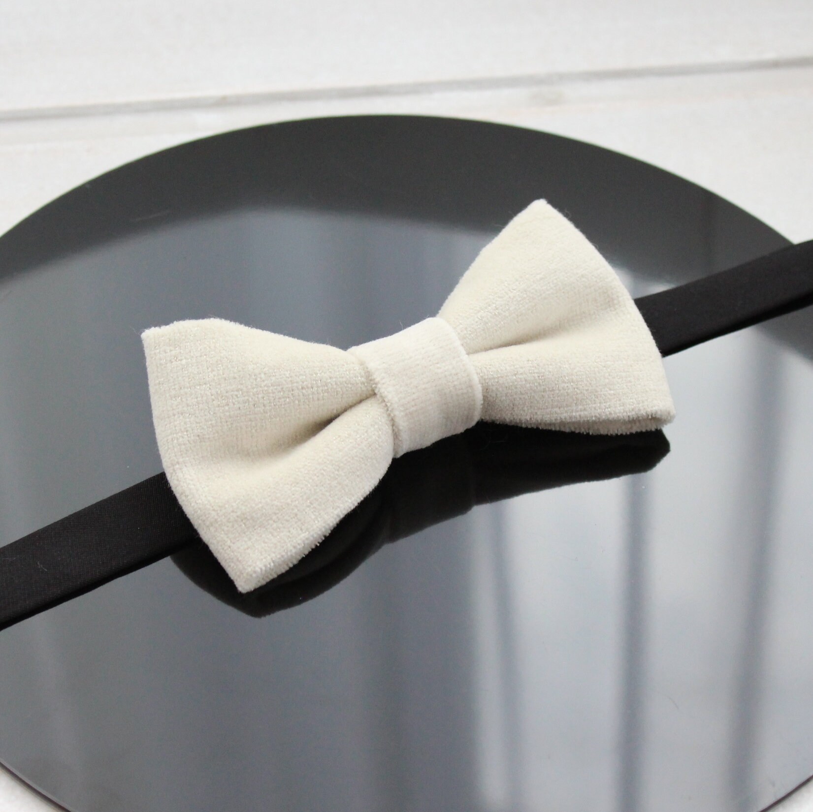Velvet Bow Tie Beige Matte Bow Tie Wedding Bowtie Adjustable - Etsy