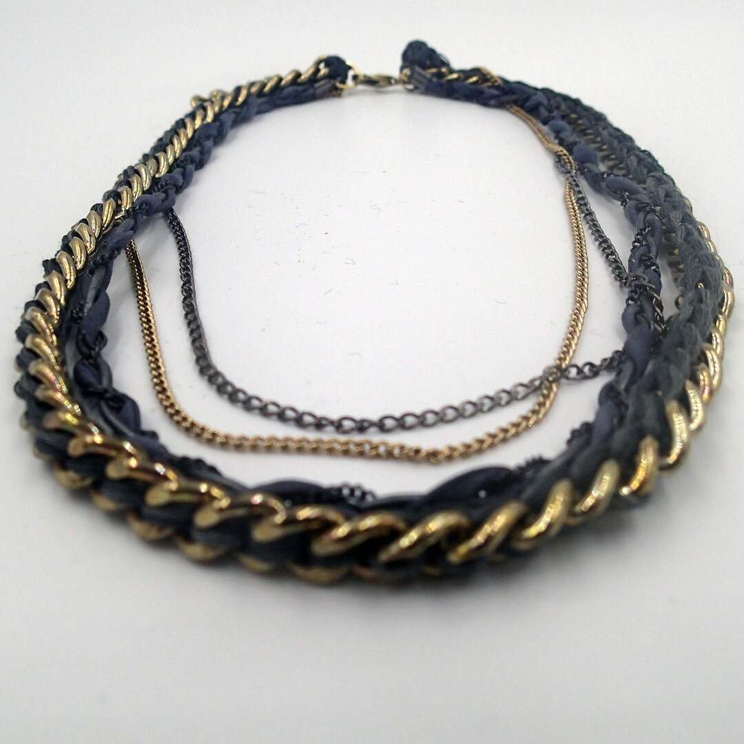 Goldeneye Multichain Necklace 17 Handwoven Thread, Leather & Multi ...