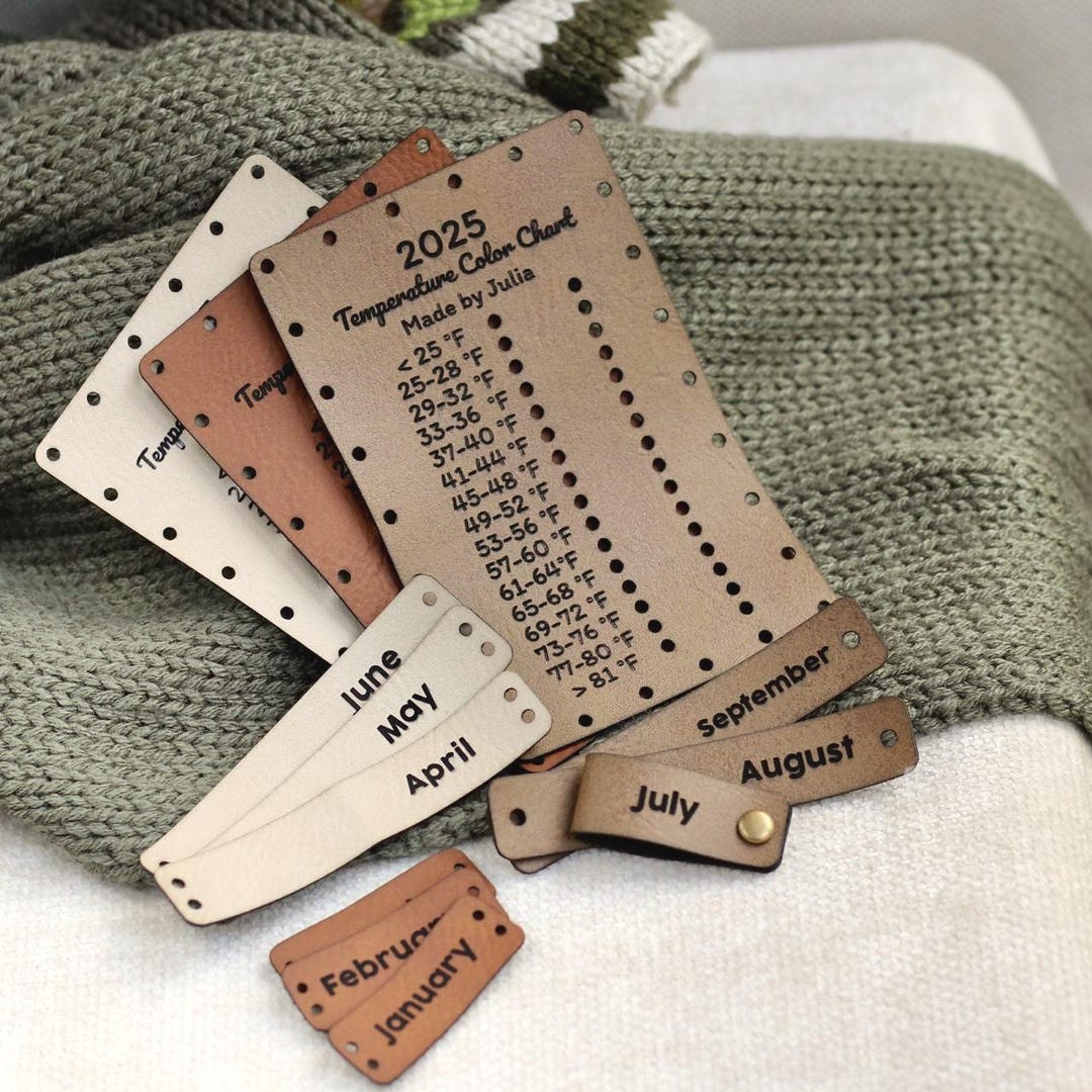 Faux Leather Temperature Blanket Tags - Crochet & Knit Project Labels ...