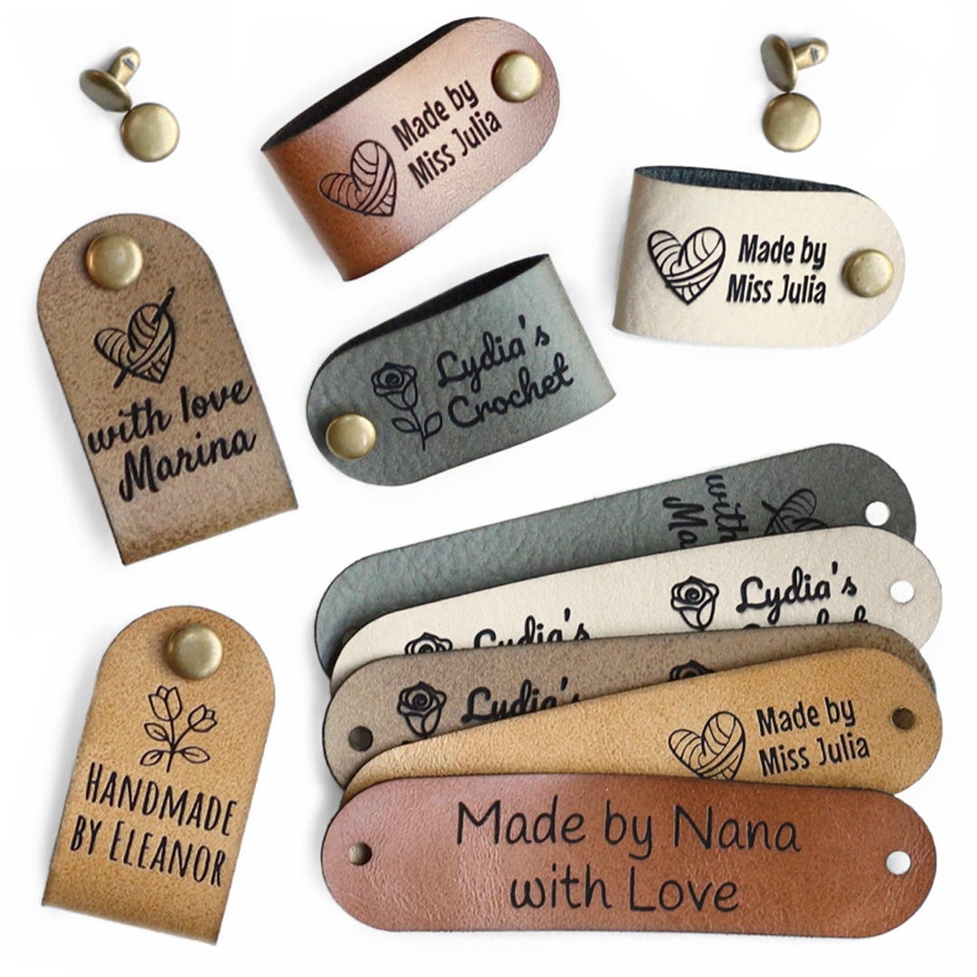 Leather Labels for Handmade Items - Personalized With Logo or Text ...