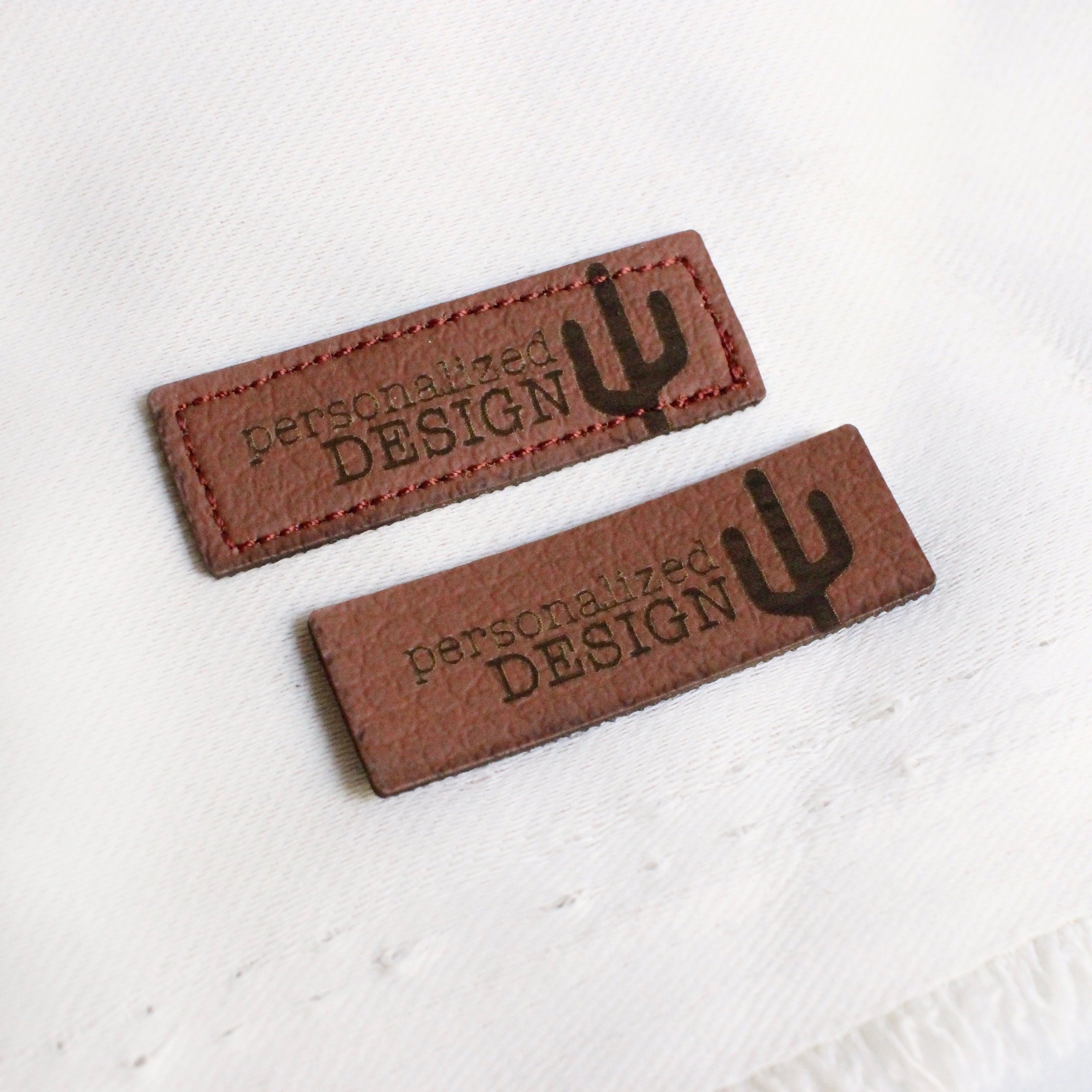 Faux Leather Labels With Custom Logo - Size 1.5x0.5" - Custom Text or ...