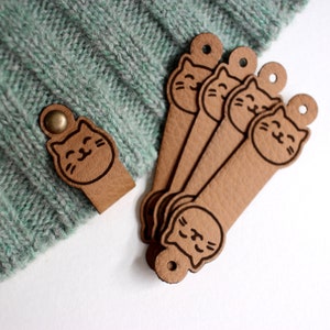 Cat Face Tags for Knits and Crochet With Rivets - 2.5x0.6" - Set of 10 ...