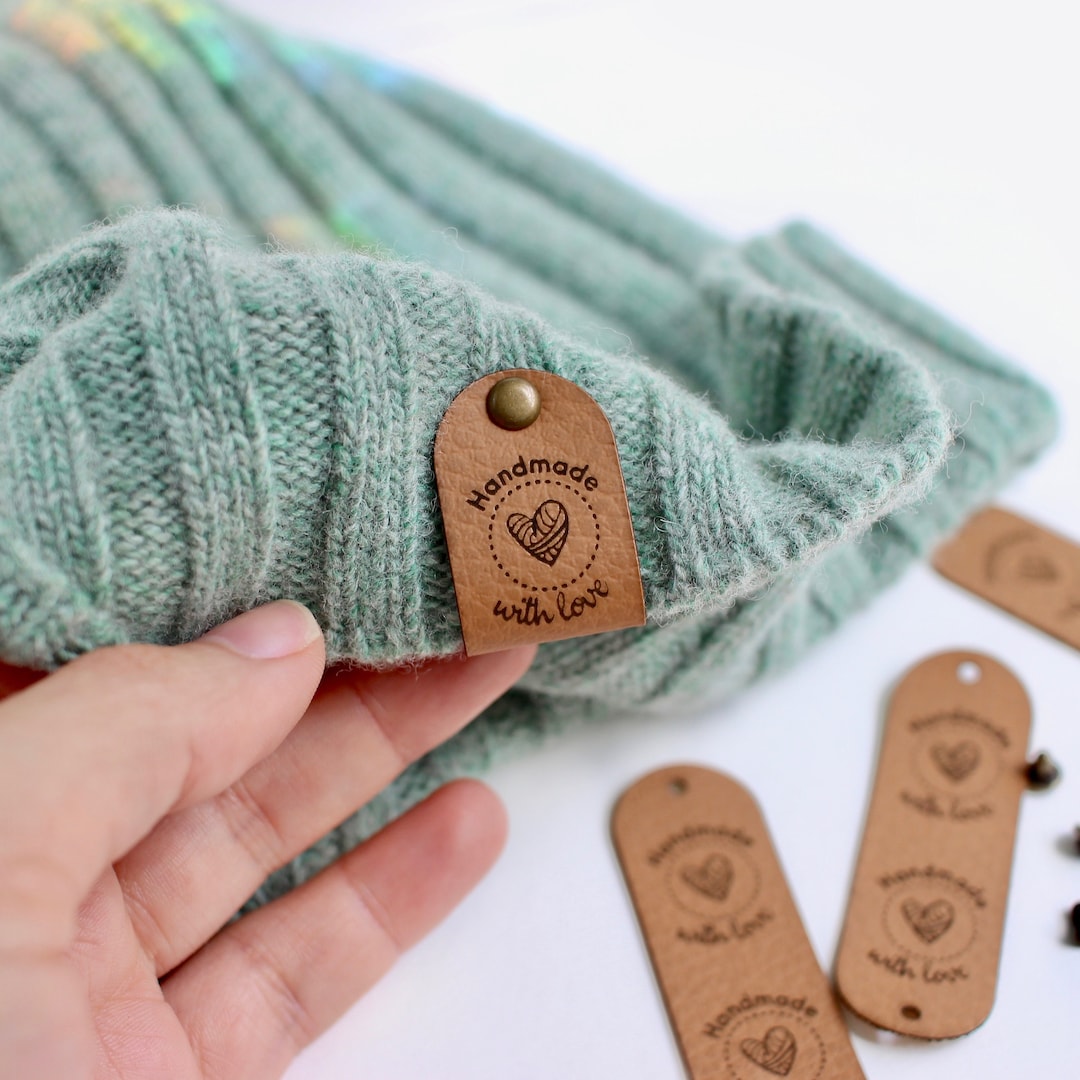 Handmade With Love Tags for Knits and Crochet With Rivets - 2.5x0.75 ...