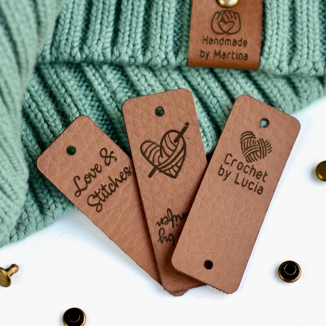 Custom Crochet & Knit Faux Leather Tags With Rivets - Small - Etsy
