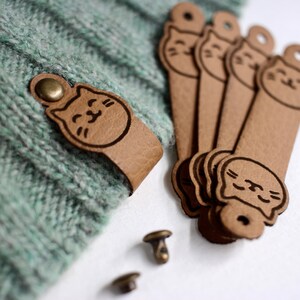 Cat Face Tags for Knits and Crochet With Rivets - 2.5x0.6" - Set of 10 ...