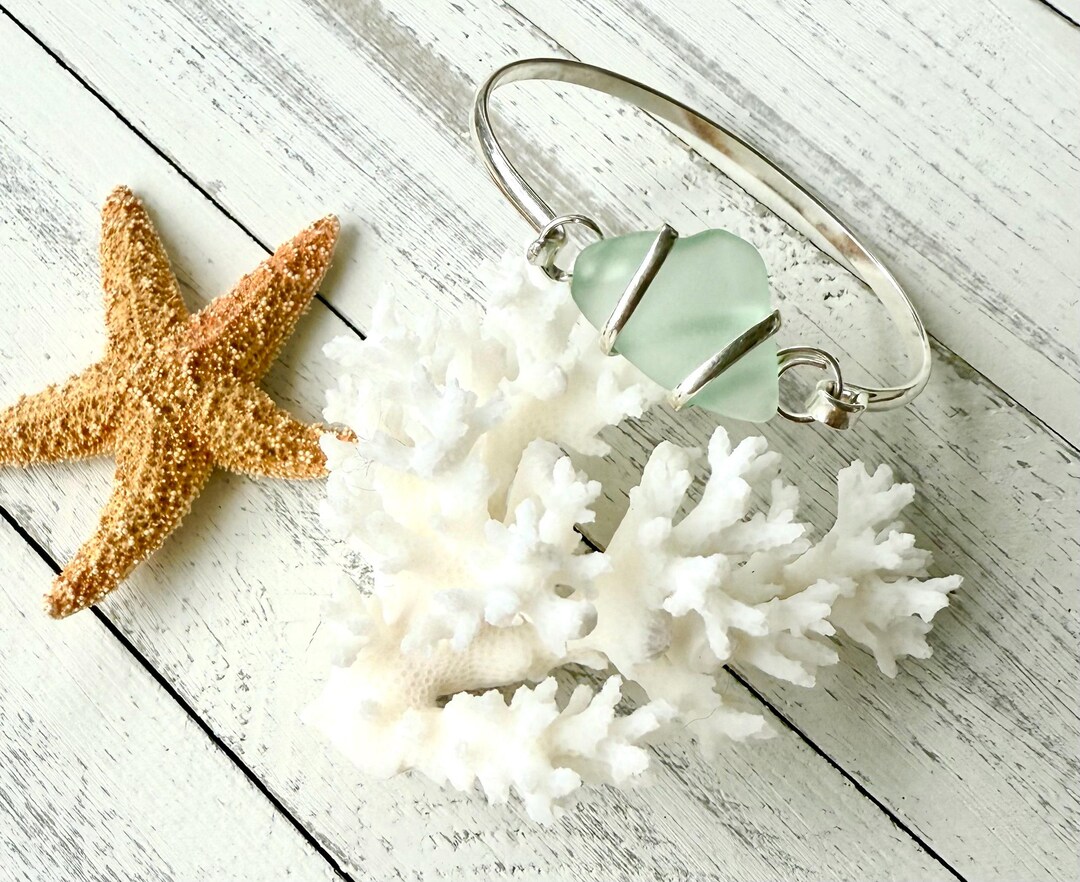 Bracelet-sea Foam Sea Glass Bracelet-beach Glass Bangle-beach Glass ...
