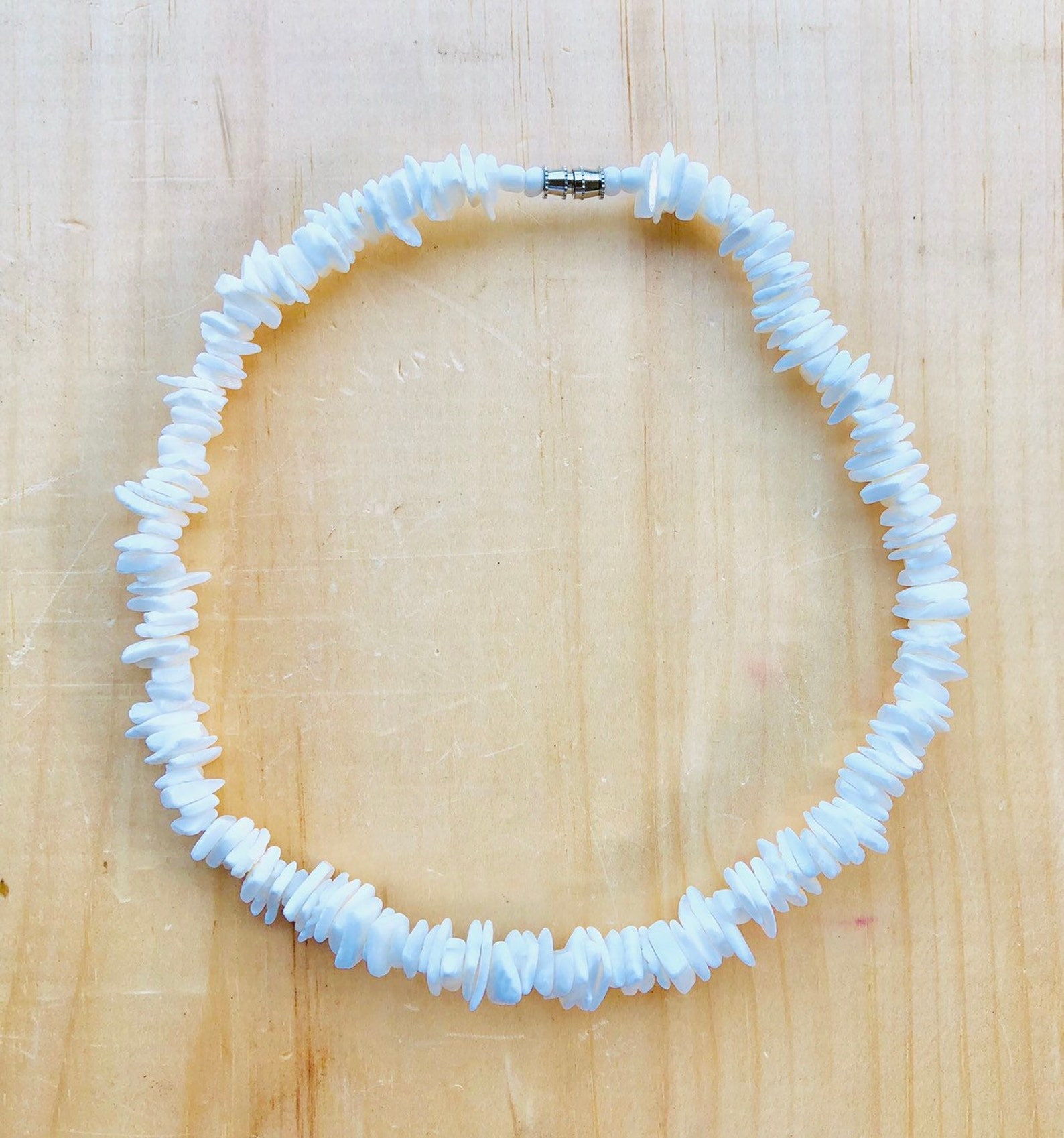 Puka Necklace White Puka Shell Square Cut Chip Necklace Choker | Etsy