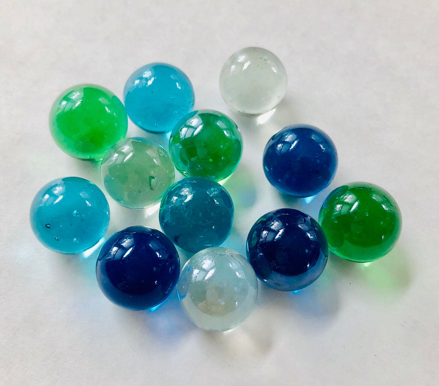 Marbles-lot of 4-approximately 15-16mm-tiny Glass Marbles-aqua Marbles ...