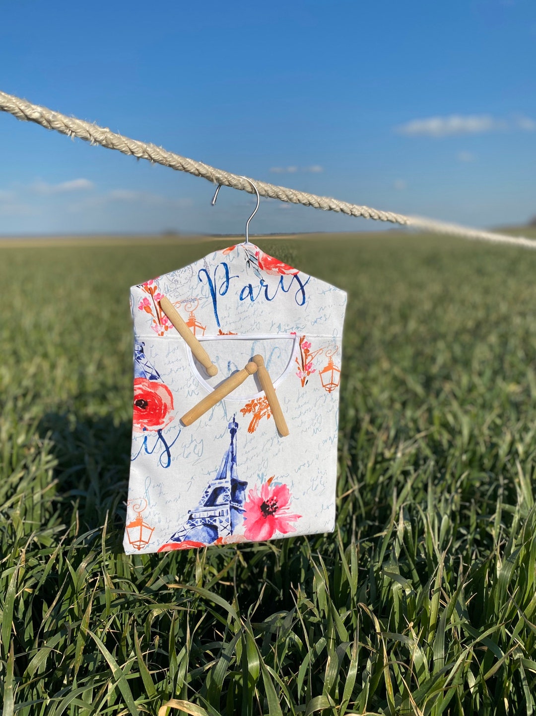 Paris Clothespin Holder, Eiffel Tower Laundry, Laundry Room Accessory ...