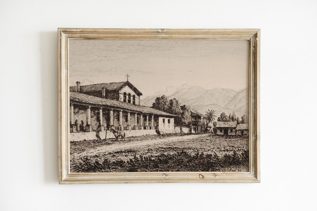 Mission San Luis Obispo | Printable Southwestern Art | Neutral ...
