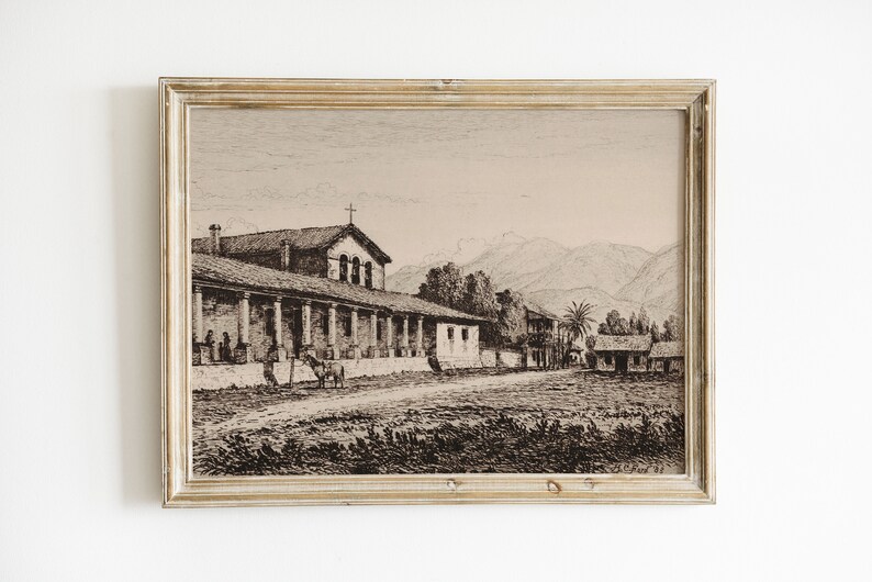 Mission San Luis Obispo | Printable Southwestern Art | Neutral ...