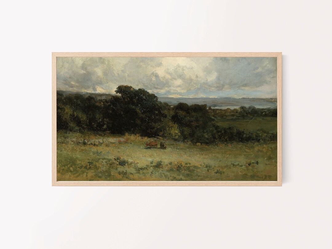 Samsung frame tv art / ganado pastando en pastos / paisaje boscoso ...
