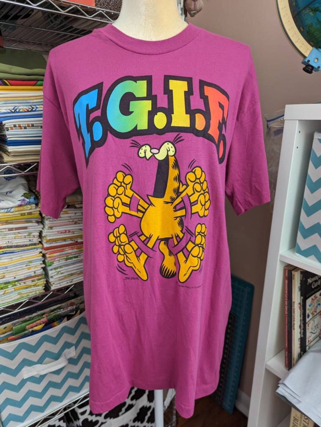 1980s Single Stitch Garfield TGIF Retro T-shirt // Retro - Etsy