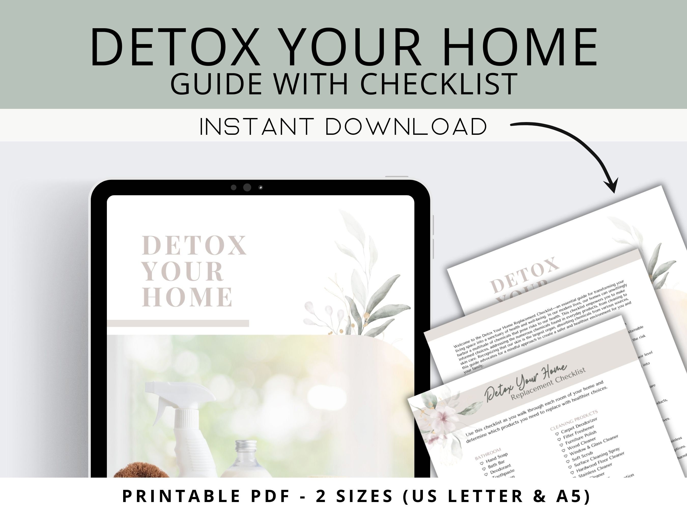 Detox Home Green Cleaning Checklist Non-toxic Replacement Guide Health ...