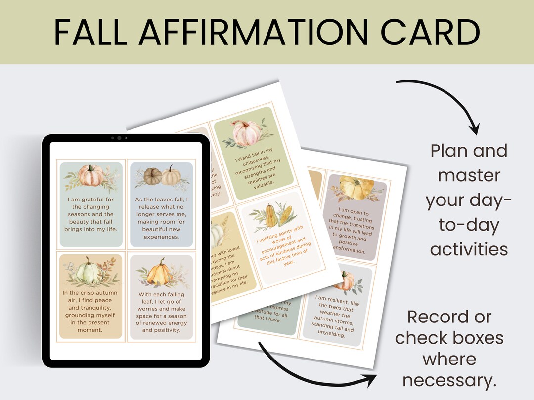 Fall Affirmation Cards 2024, Daily Meditation,digital Quote Cards ...