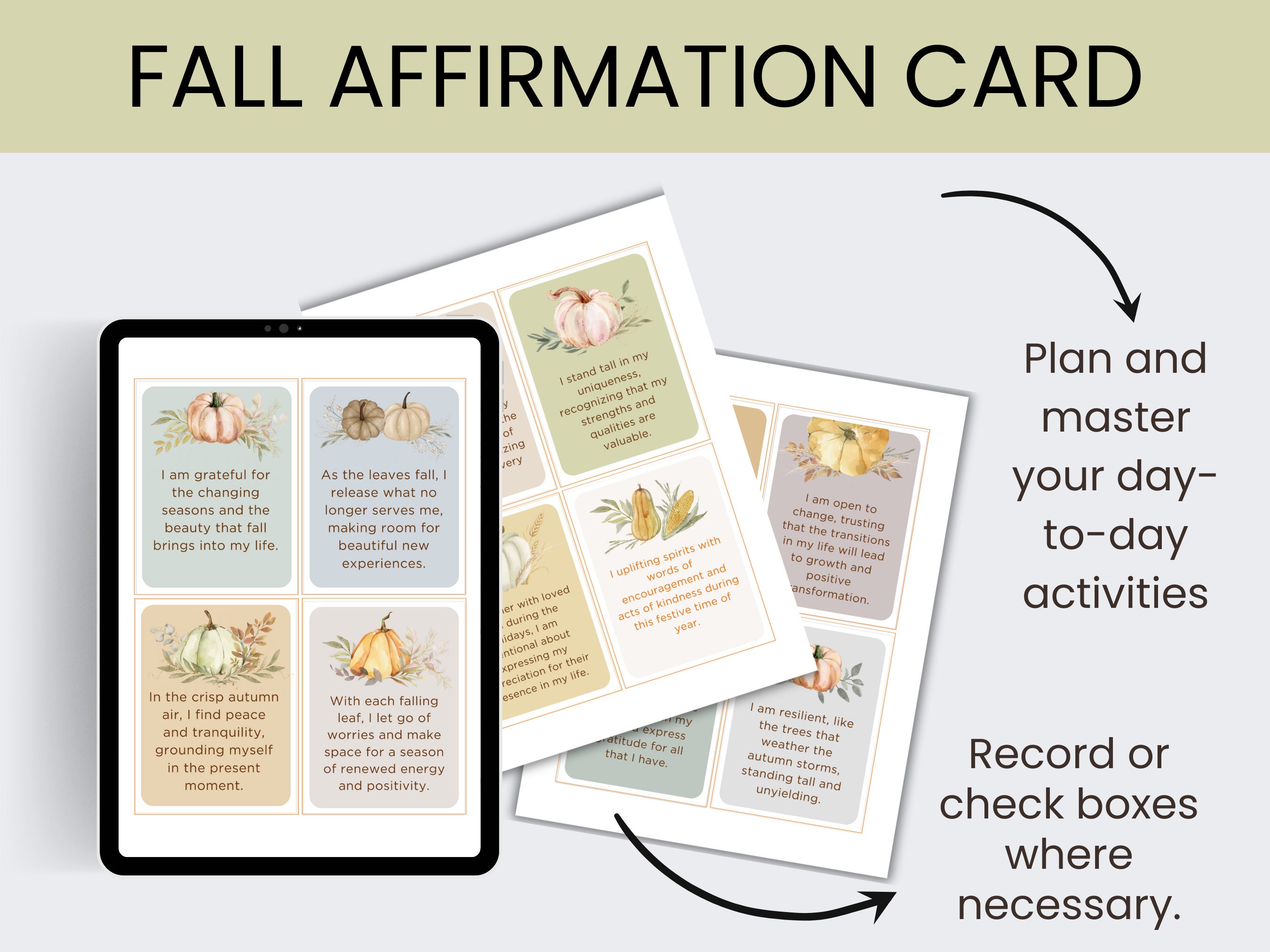 Fall Affirmation Cards 2024, Daily Meditation,digital Quote Cards ...