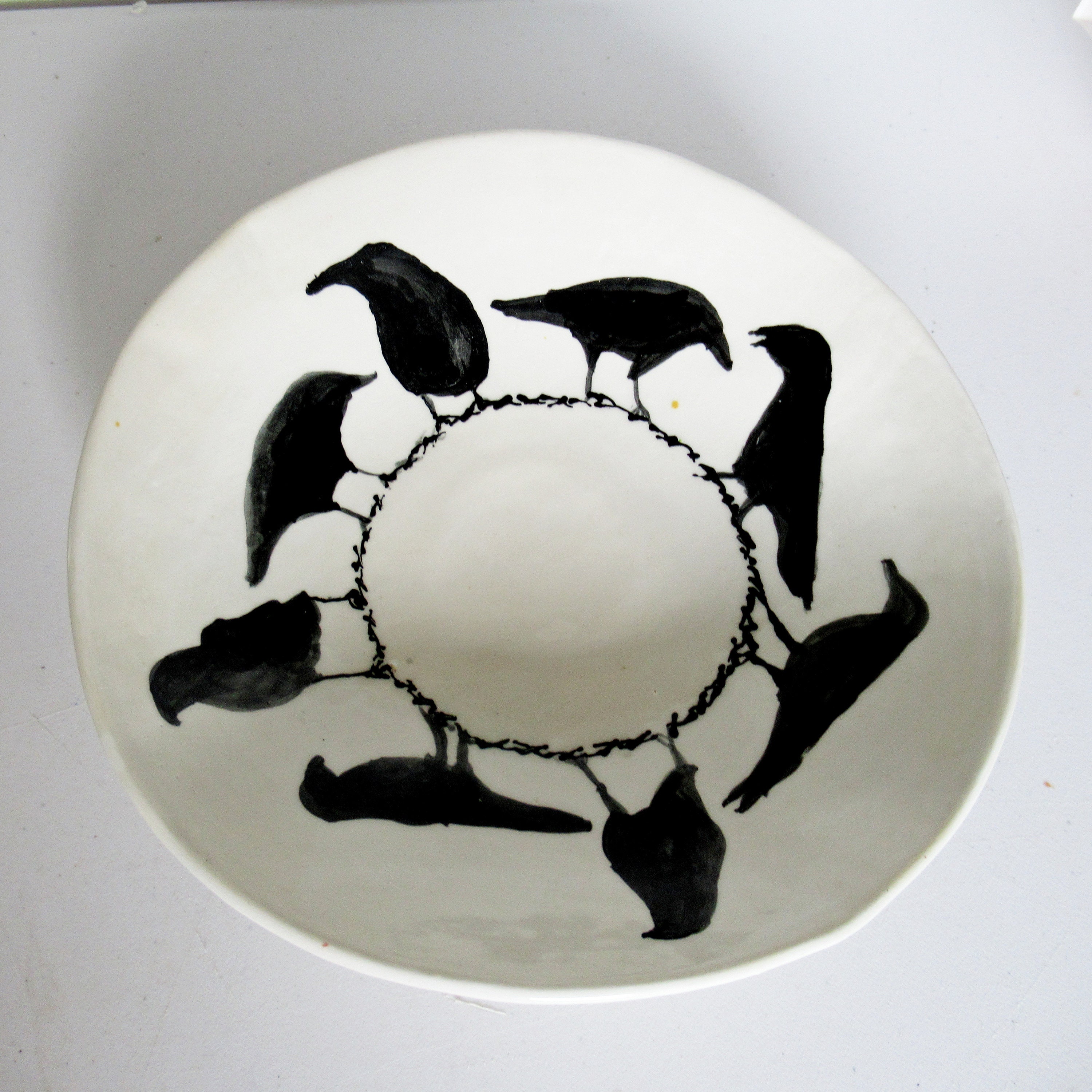 Wabi Sabi 8 Hand Painted Crow Bowl Slab Made Ceramic Bowl, Sister Gift ...
