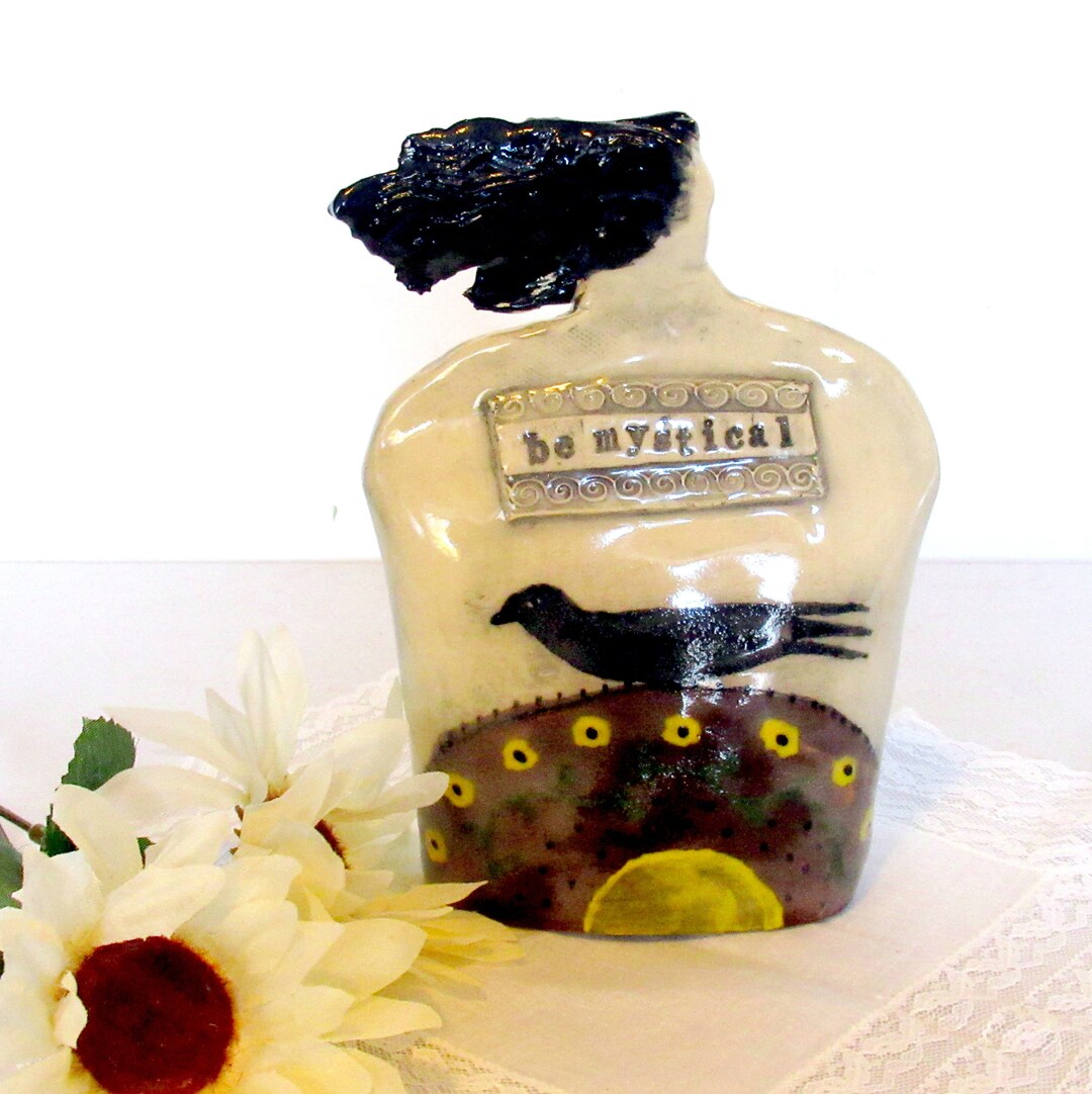 Ceramic Art Doll Crow Tabletop Decor Slab Built Art Doll, Gift for Crow ...