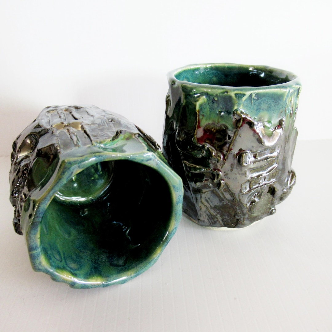 Handmade Ceramic Heavy Texture Tea Cup, Faux Kurinuki, Slab Built Cup ...