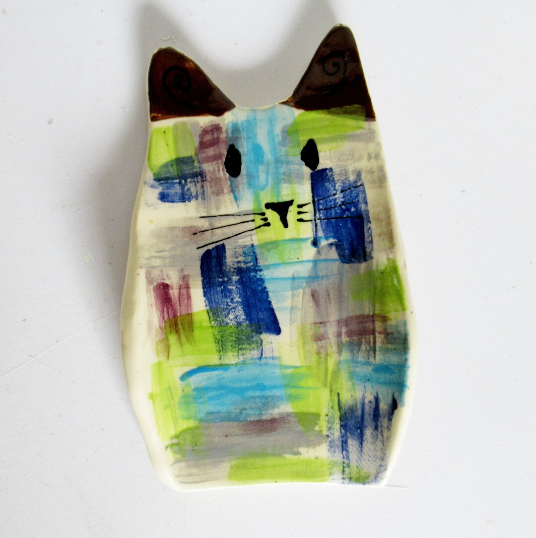 Whimsical Spoon Rest Cat Handmade Pottery , Ceramic Spoon Rest, Gift ...