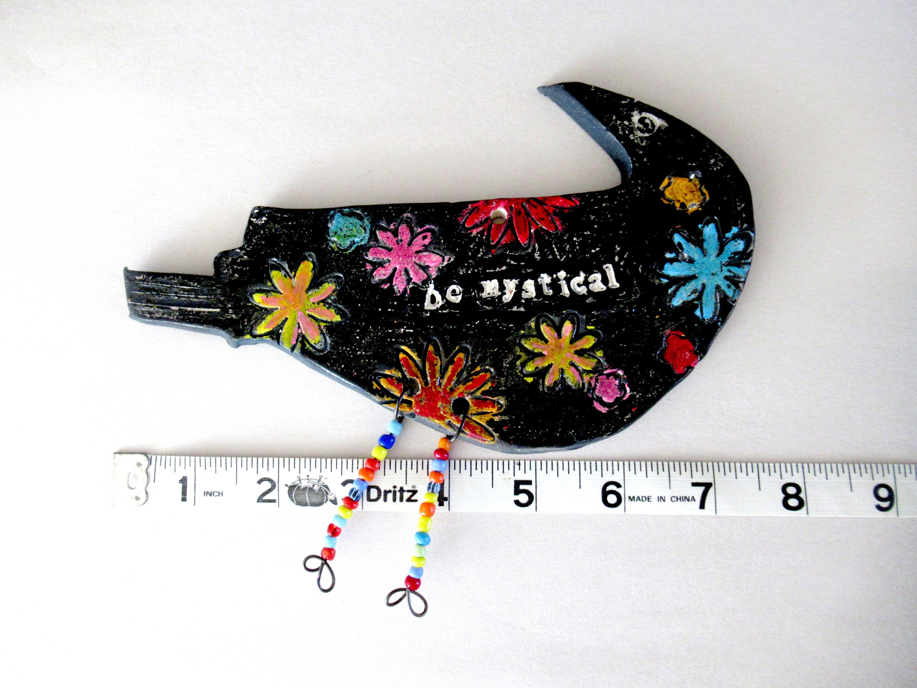 Wall Hanging Ceramic Happy Crow, Pottery Wall Plaque Crow, Whimsical ...