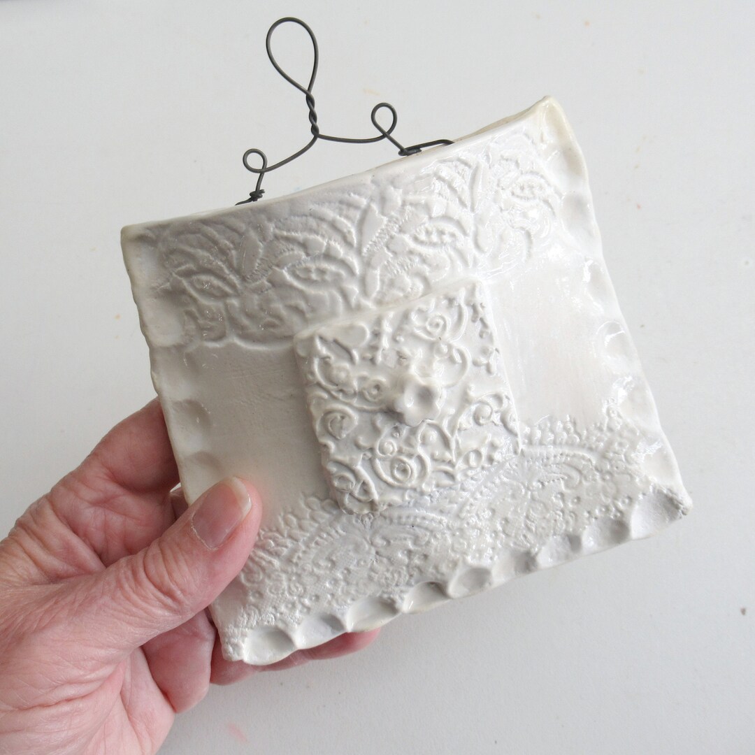 Hand Made Farmhouse Country Ceramic Wall Pockets, White Wall Pocket ...