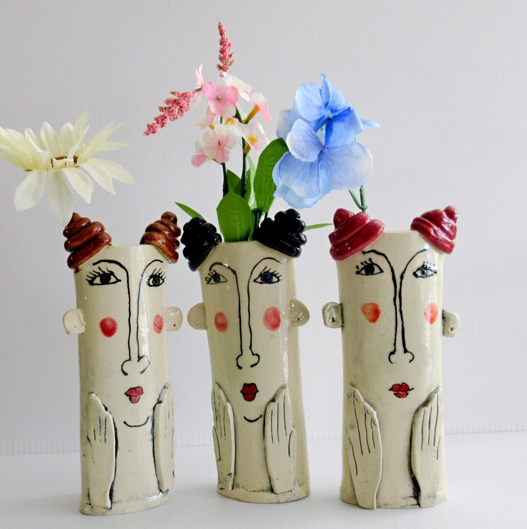 Hand Made Ceramic Vase, Slab Built Pottery Vase, Ceramic Gift for Mom ...