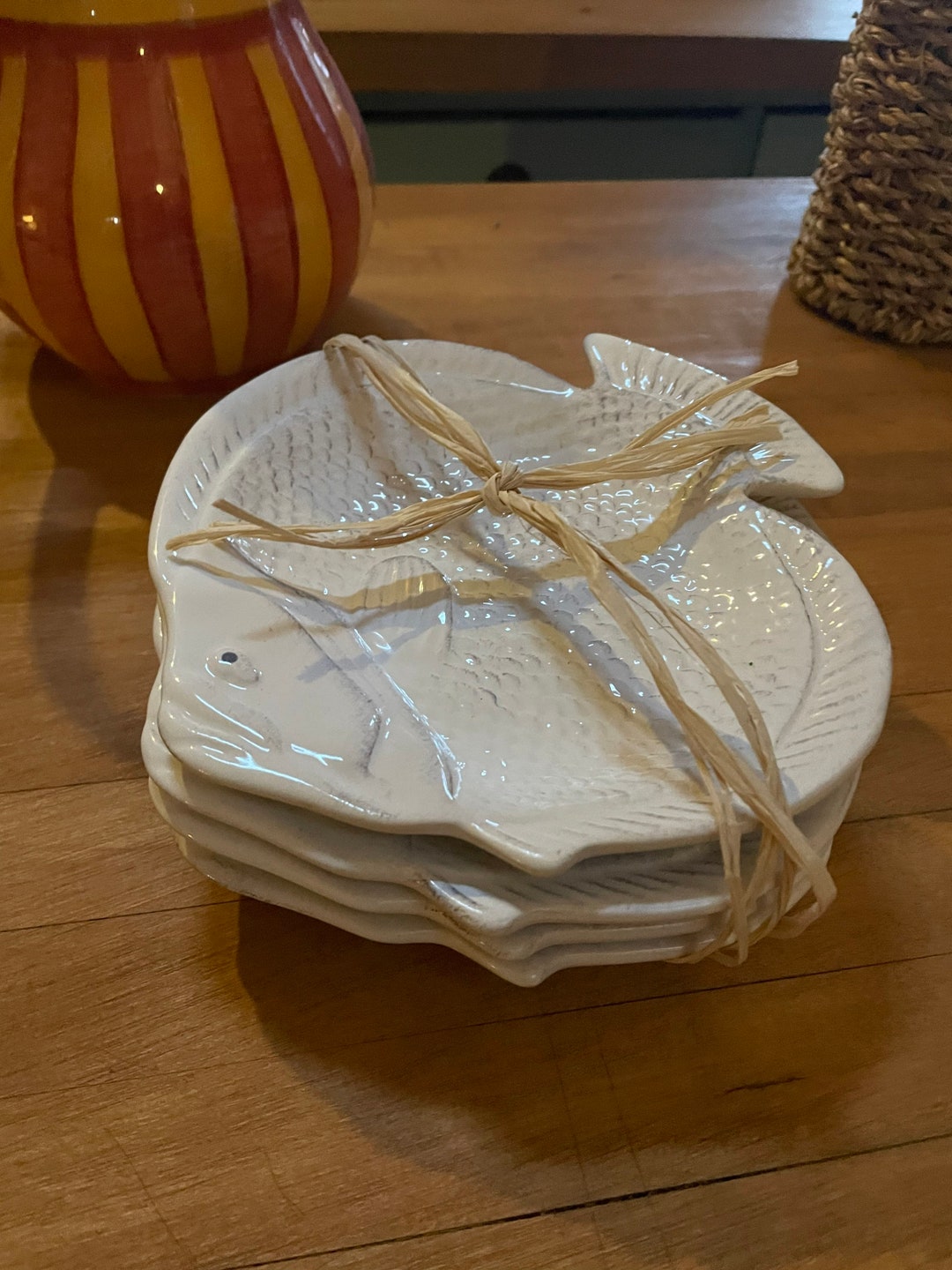 Set of Four Small Antique Fish Plates - Etsy