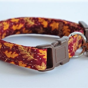 Autumn Cat Collar - Fabric Kitten Collar With Fall Leaves - Orange and ...