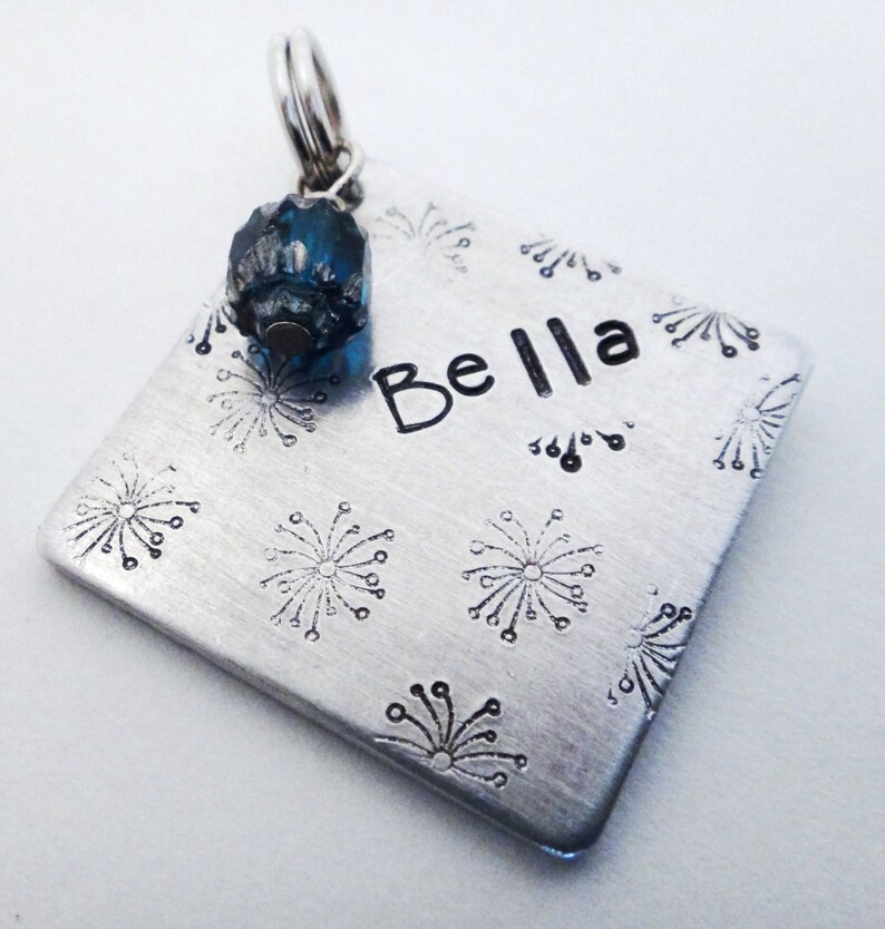 Pet ID Tag Large Dog Tag Girl Dog Tag With Flowers Hand - Etsy