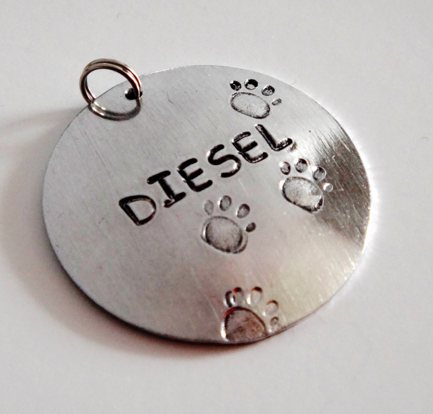 Dog Tag - Pet ID Tag - Big Dog Name Tag - 1.25" Round Hand Stamped Pet ...