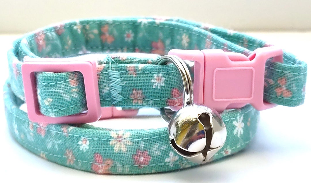 Floral Fabric Cat or Kitten Collar - Brown Girl Cat Collar With ...