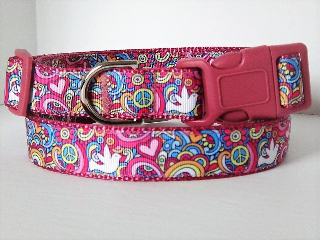 Dog Collar and optional Leash Set Groovy Peace Dog Collar - Etsy