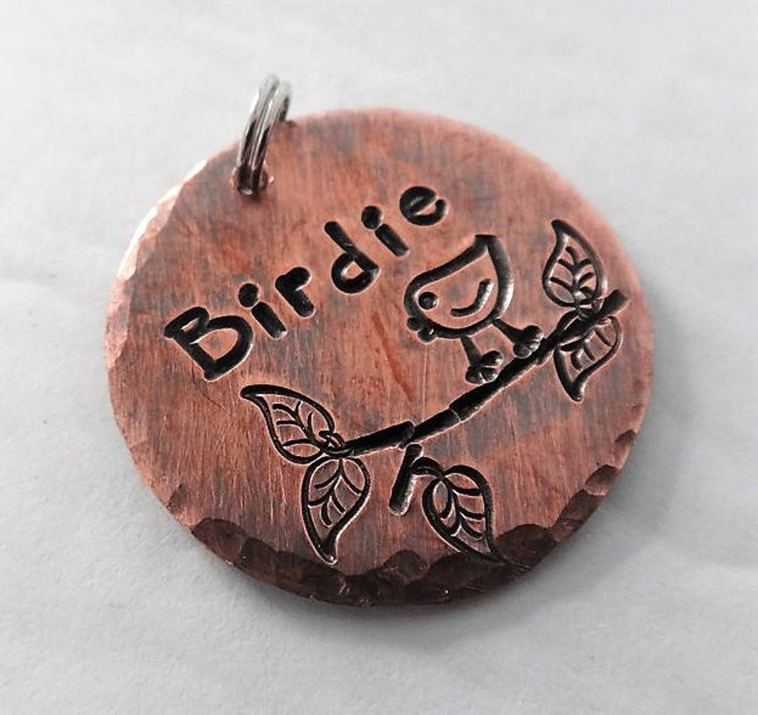 Dog Tag - Birdie Pet ID Tag - Girl Pet ID Tag With Bird - 1" Round ...