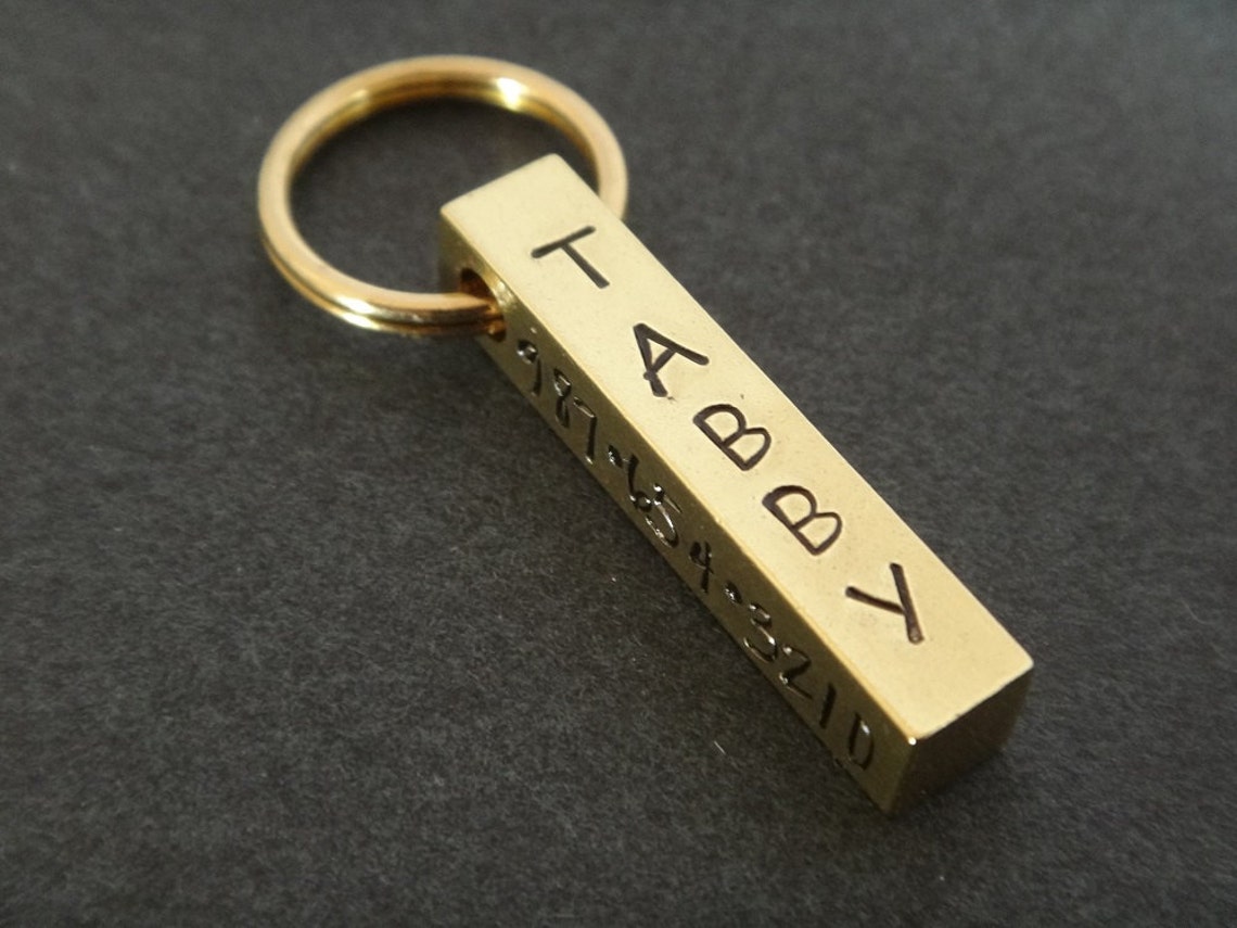 Dog Tag Cat Tag Brass Bar Pet ID Tag Hand Stamped Pet - Etsy