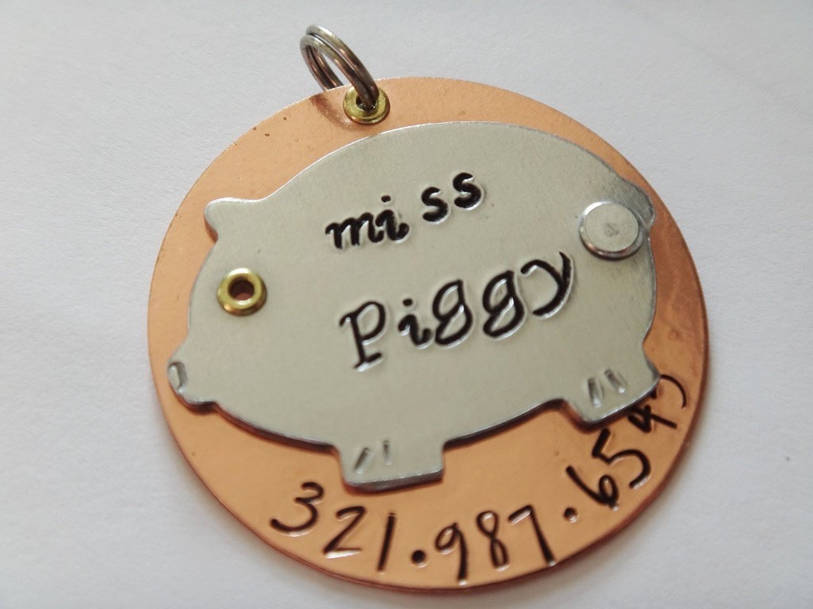 Dog Tag Pet ID Tag Miss Piggy Pet Tag Pig Shaped Custom | Etsy