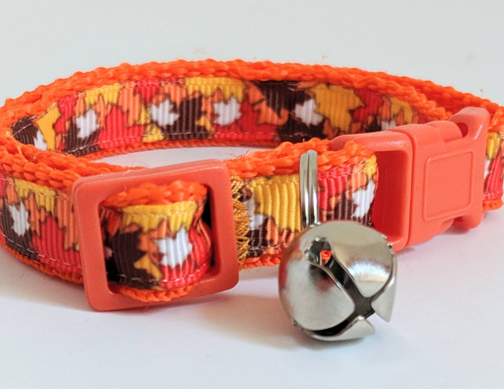 Autumn Cat Collar - Fall Kitten Collar With Colorful Leaves - Red ...