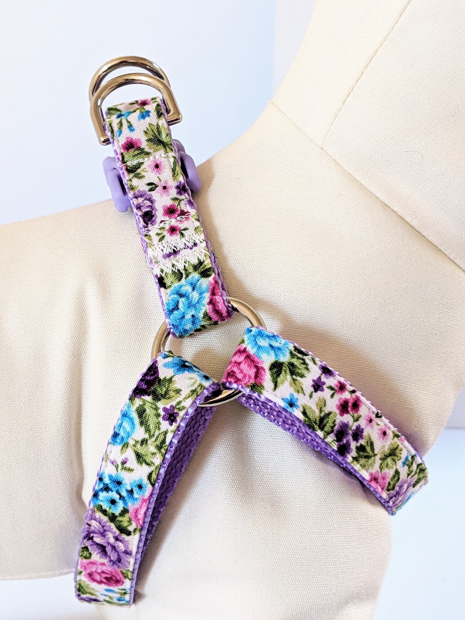 Step-in Dog Harness and (optional) Leash - Vintage Inspired Floral ...