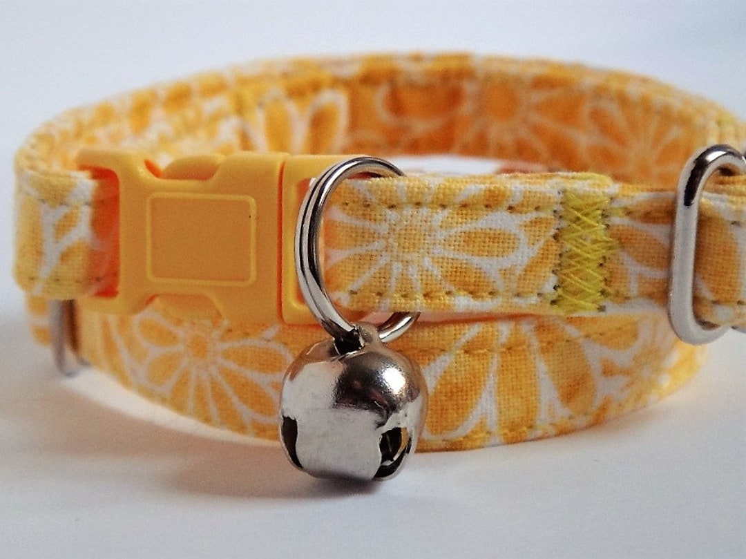 Fabric Cat or Kitten Collar - Yellow, Purple or Black Cat Collar With ...