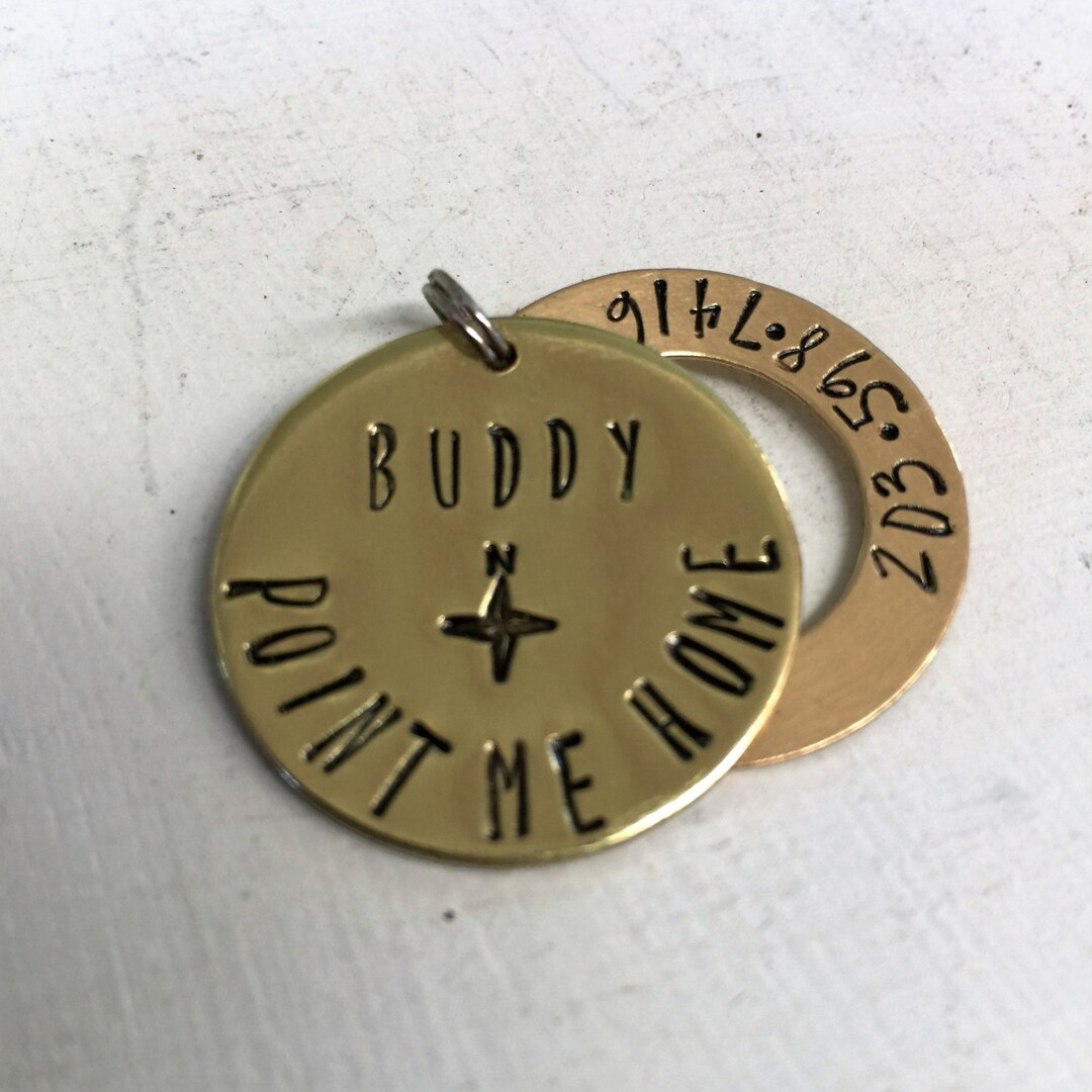 Dog Tag - Dog Name Tag - Brass Pet ID Tag - Pet ID Tag - Hand Stamped ...