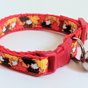 Autumn Cat Collar - Fall Kitten Collar With Colorful Leaves - Red ...