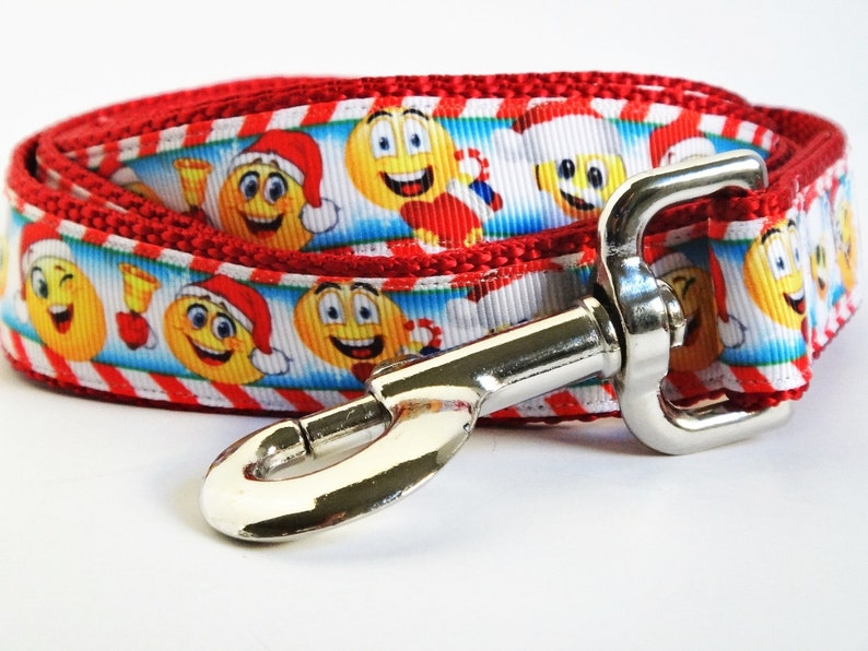 Christmas Dog Collar and (optional) Leash Set - Emojis in Santa Hats ...