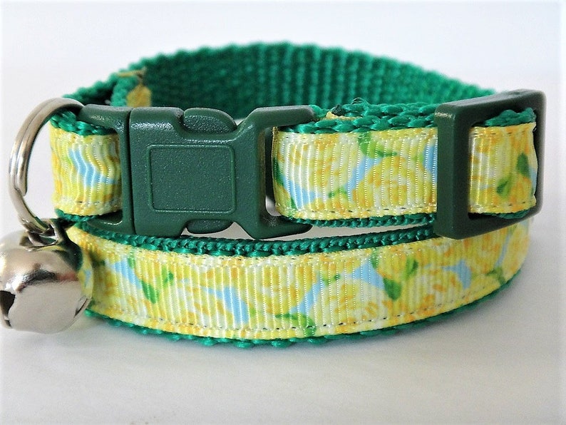 Yellow Floral Cat or Kitten Collar - Girl Cat Collar With Flowers ...