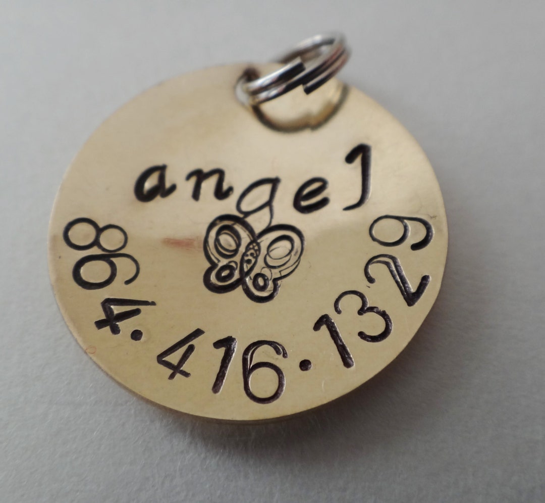 Cat Tag - Small Dog Tag - Economy Pet Name Tag - Hand Stamped Pet ID ...