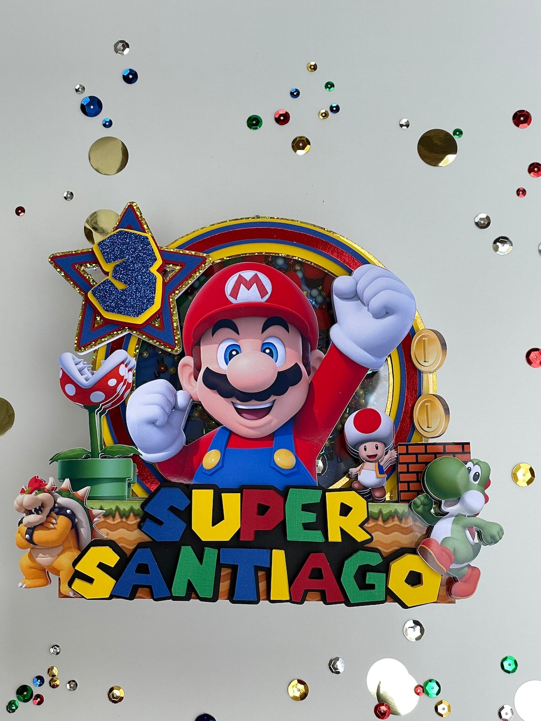 Super Mario Bros/ Luigi/ Cake Topper With Light and Shaker/birthday ...