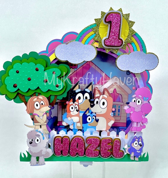 Bluey Cake Topper With Light and Shaker/birthday | Etsy