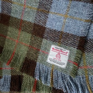 Harris Tweed Scarf Pure Wool Macleod Green Blue Chocolate Brown Check ...